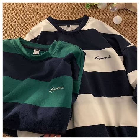 男士 T 恤套頭衫超大短袖加大碼 T 恤男士服裝復古條紋 T 恤超大半袖青年 T 恤 蝦皮購物