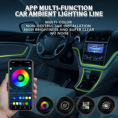Подсветка салона авто Ambient light Rgb, светодиодная лента торпеды USB ...