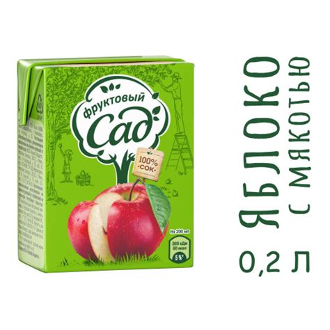 Сок Фруктовый Сад Яблоко с мякотью 0 2 л