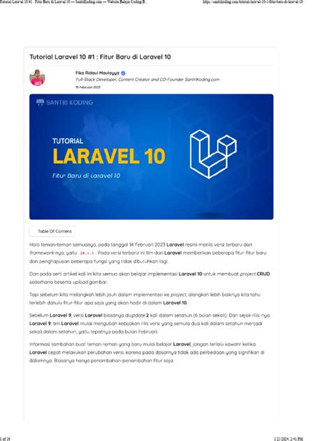tutorial laravel 10 1 fitur baru di laravel 10 pdf
