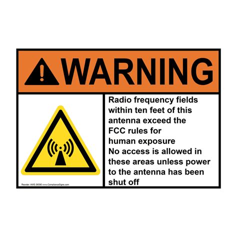 Ansi Radio Frequency Fields Within Sign With Symbol Awe 36590