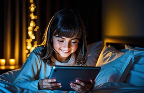 Premium Ai Image Girl Using Computer Tablet