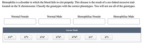 Solved Hemophilia Is A Disorder In Which The Blood Fails To