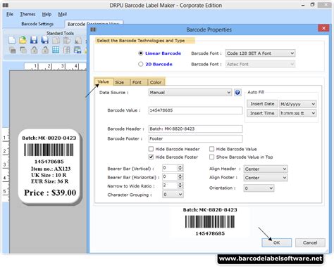 Screenshots Of Barcode Label Software Corporate Edition To Design