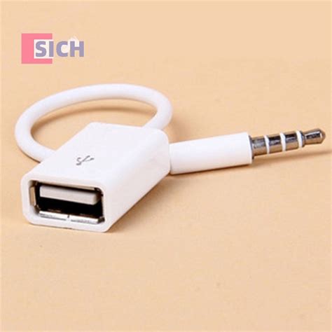 Sich สายเคเบิลแปลงเสียง Aux ตัวผู้ 35 มม เป็น Usb 20 ตัวเมีย