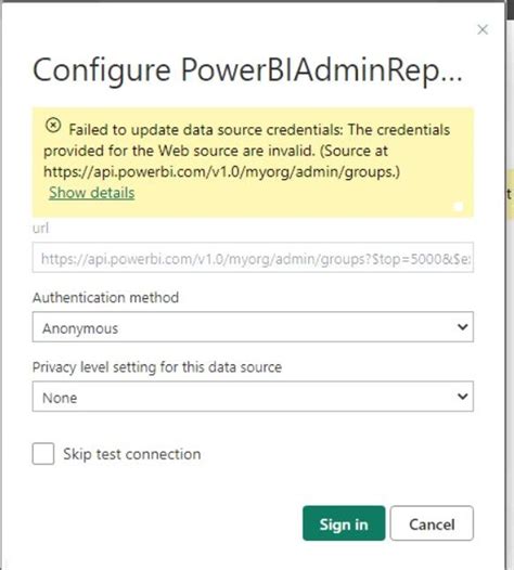 power bi admin api working in desktop but in servi microsoft fabric community