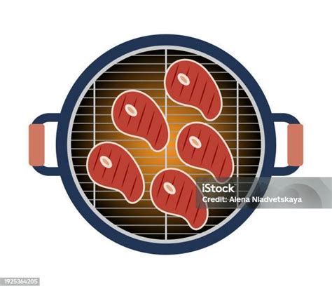둥근 바베큐 그릴 바베큐 아이콘 음식 굽기 장치 평면도 벡터 일러스트 레이 션입니다 강철에 대한 스톡 벡터 아트 및 기타 이미지 Istock