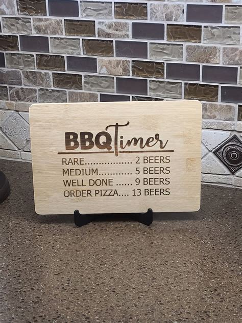 Bbq Timer Funny Beer Sign Decorative Bamboo Cutting Board Etsy