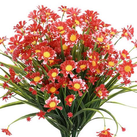 8 Bundles Artificial Daisy Mums Flowers Outdoor Fall Flowers For