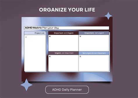 Adhd Planner Organize Adhd Matrix Plan Your Day Planner Template