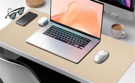 Carethos Beige Leather Desk Mat Large Mouse Pad Waterproof