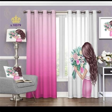 خرید و قیمت پرده اتاق خواب دخترانه دو قواره طرح کارتونی کد S10379 ترب