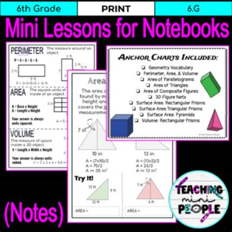 6th Grade Geometry Bundle Anchor Charts Notebook Activities And Assessments
