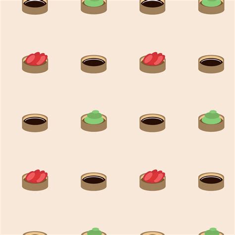 Soy Sauce Ginger And Wasabi Seamless Pattern Vector 15155603 Vector