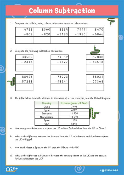Column Subtraction Year 5 Cgp Plus Worksheets Library