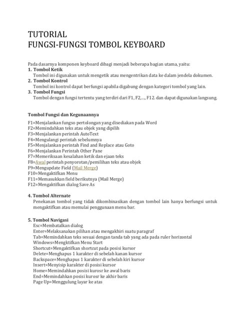 Fungsi Dan Kegunaan Tombol Keyboard Pdf