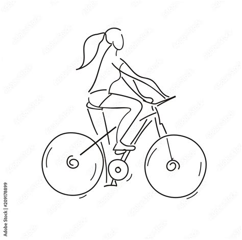 Girl On Bike Drawing