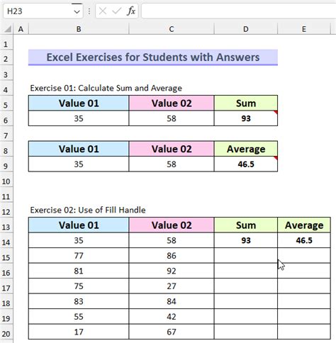 10 Excel Exercises For Students With Answers Exceldemy
