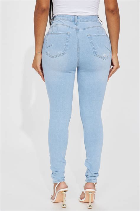 Shelby Booty Lifting Ripped High Rise Stretch Skinny Jeans Light Wash