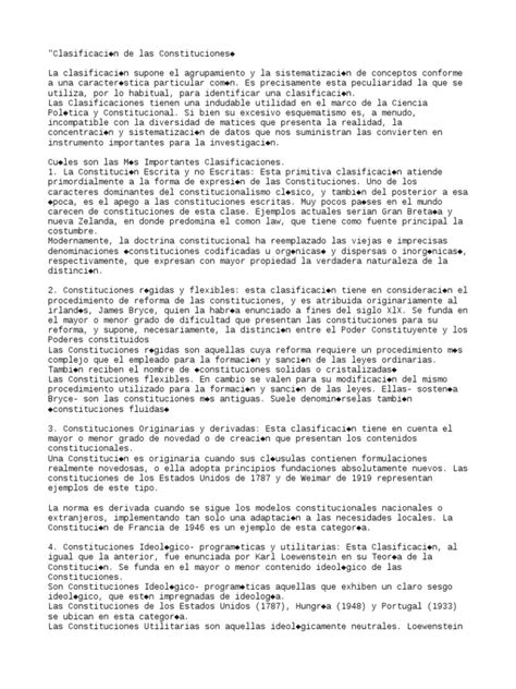 Clasificacion De Las Constituciones Pdf Constitución