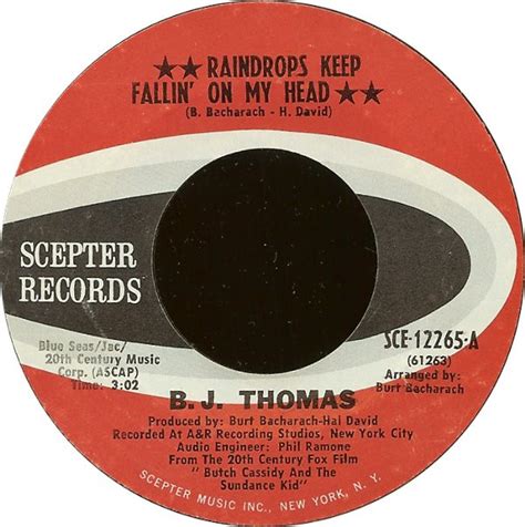 Bj Thomas Raindrops Keep Fallin On My Head Discogs