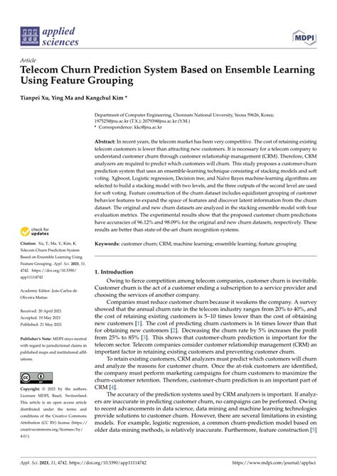 Pdf Telecom Churn Prediction System Based On Ensemble Learning Using