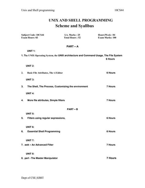 Cse Iv Unix And Shell Programming 10cs44 Notespdf
