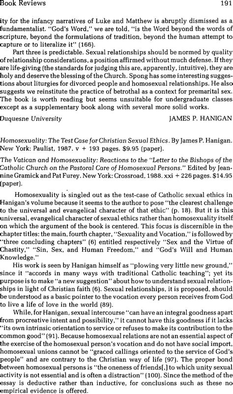Homosexuality The Test Case For Christian Sexual Ethics By James P