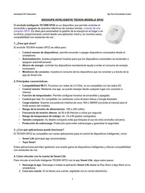 Enchufe Inteligente Teckin Sp22 Pdf Aplicación Movil Internet De