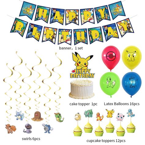 Buy Pokemon Birthday Party Supplies Pikachu Party Decorations Set With
