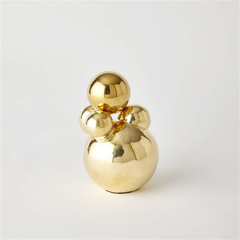 Small Bubble Orb Holder In Brass With Brass Sphere By Global Views