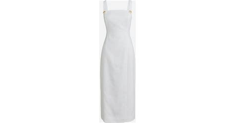 Jcrew Stretch Linen Blend Sheath Dress In White Lyst