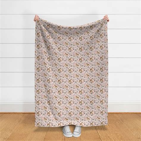 Meduim Scale Little Deer With Vintage Fabric Spoonflower