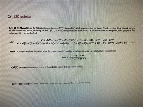 Solved Q4 30 Points Q4a 15 Marks Given The Following