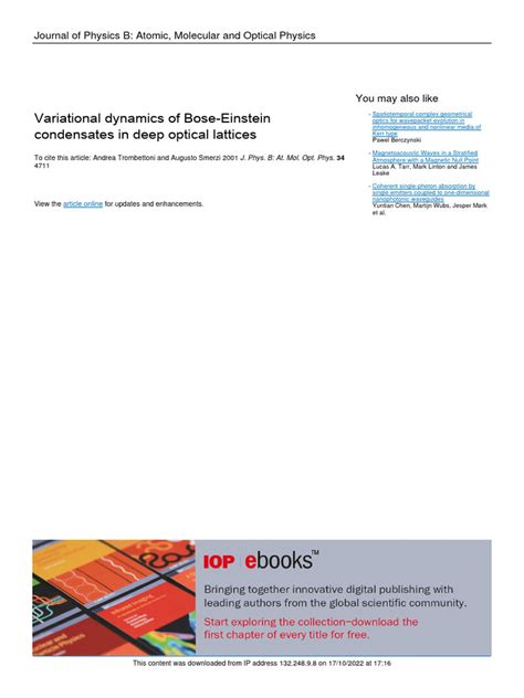 19 Variational Dynamics Of Bose Einstein Condensates In Deep Optical