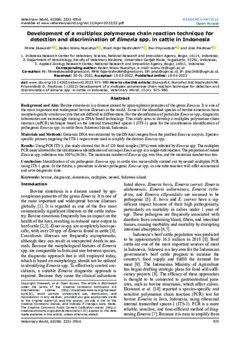 Pdf Development Of A Multiplex Polymerase Chain Reaction Technique