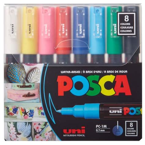 POSCA PC 1M Extra Fine Paint Marker Set 8 Colors 087652 The Home Depot