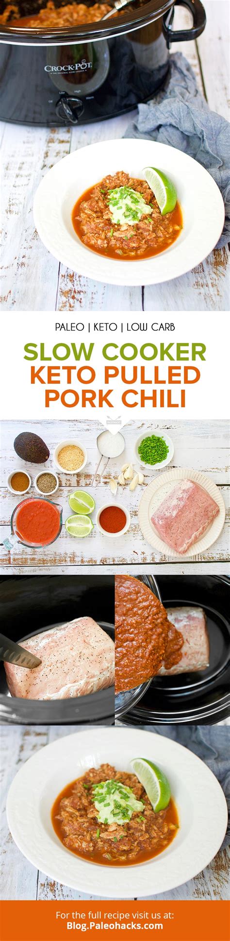 Slow Cooker Keto Pulled Pork Chili Paleo Keto Low Carb