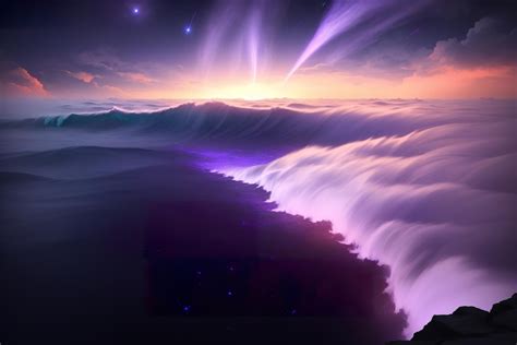 Premium Ai Image Violet Sun Raging Sea Clouds Purple Sky Background