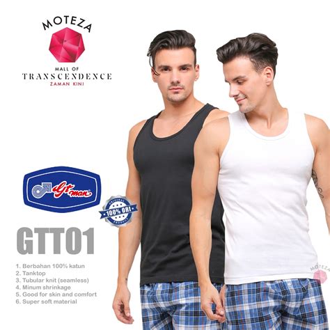Jual Kaos Dalam Singlet GTMan Tank Top Pria T Shirt GT Man GTT GTT Putih Hitam
