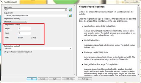 Arcgis Desktop Use Variable In Focal Statistics Neighborhood Settings