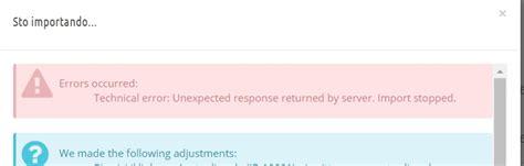 Errore Errors Occurred Technical Error Unexpected Response Returned