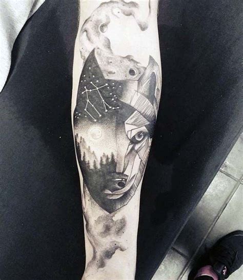 Wolf Gemini Constellation Mens Inner Forearm Tattoo Gemini Sign Tattoo