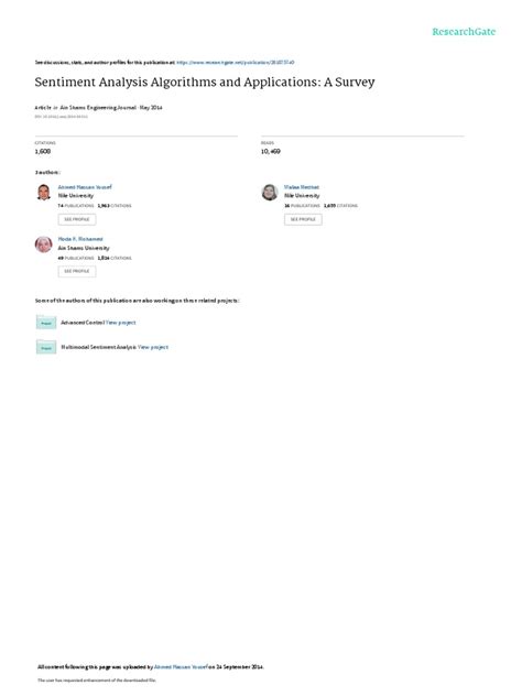 Sentiment Analysis Algorithms And Applications A S Pdf Statistical Classification