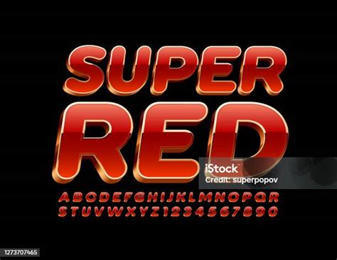 벡터 슈퍼 레드 및 골드 3d 글꼴 세련된 알파벳 세트 빨강에 대한 스톡 벡터 아트 및 기타 이미지 빨강 컴퓨터 글자 개념 Istock