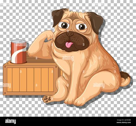Ilustración de personaje de dibujos animados de perro pug Imagen Vector