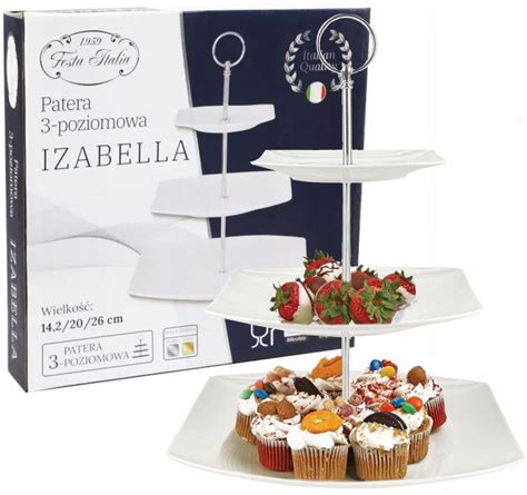 PATERA PORCELANOWA 3 POZIOMY TACKA DESEROWA NA CIASTO PATERA IZABELLA