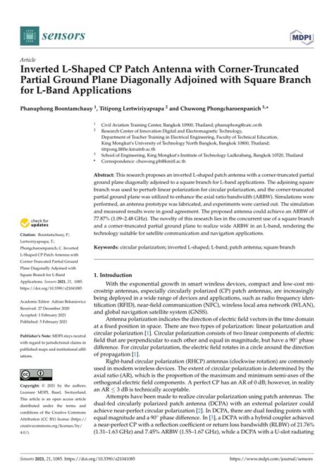 Pdf Inverted L Shaped Cp Patch Antenna With Corner Truncated Partial