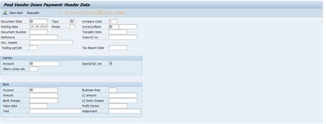 FBA SAP Tcode Post Vendor Down Payment