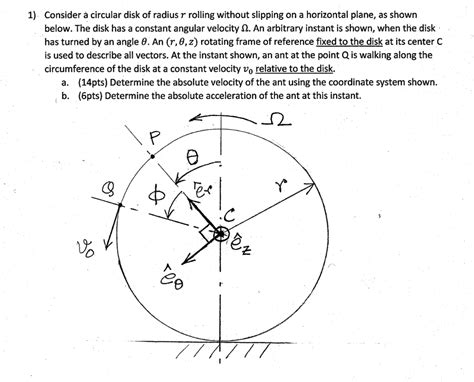 Solved Consider A Circular Disk Of Radius R Rolling W Chegg